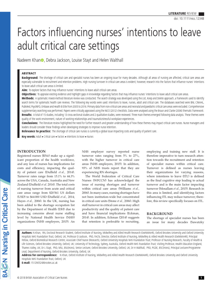 Lit Rev-Published-Nadeem K | PDF | Nursing | National Health Service