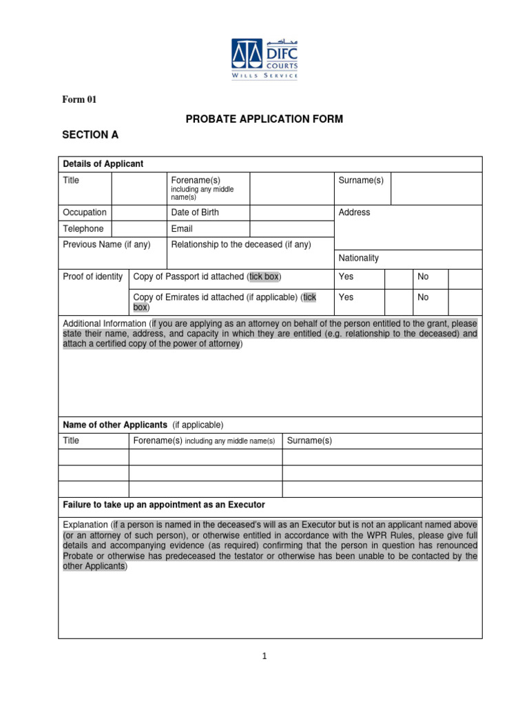 Probate Application Form - Feb 2023 | PDF | Will And Testament | Probate
