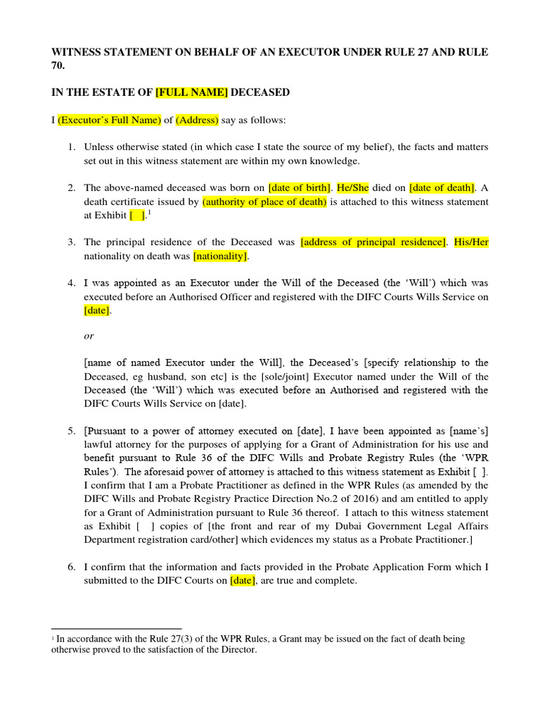 Witness Statements - Feb 2023 | PDF | Probate | Will And Testament