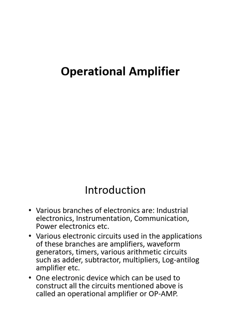 Operational Amplifier Notes | PDF | Amplifier | Operational Amplifier