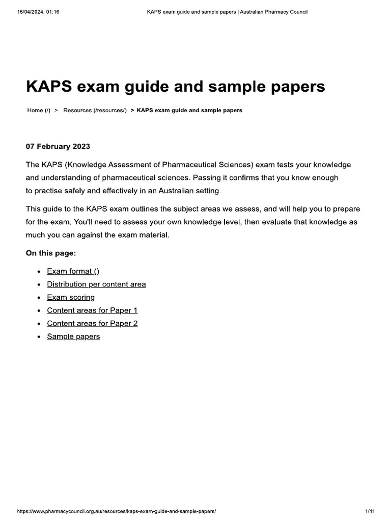 KAPS Exam Guide | PDF