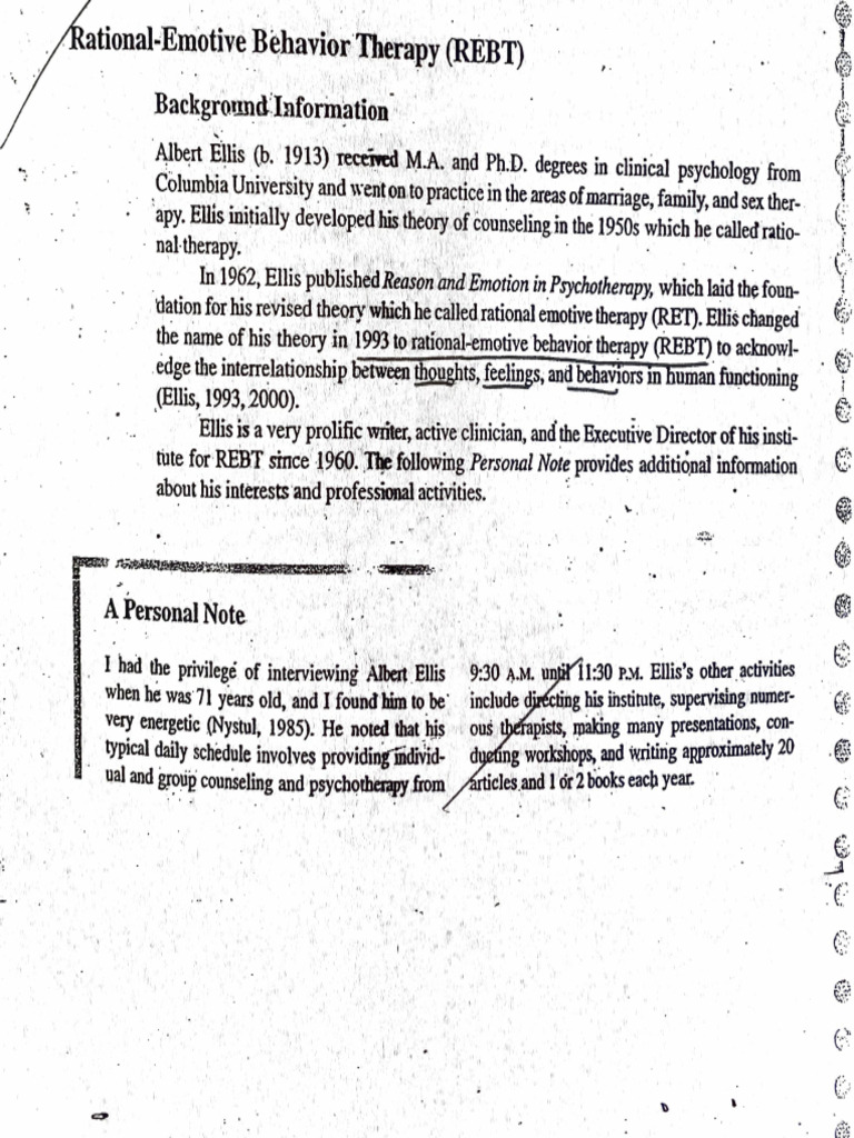 REBT (Nystull) PSYCHOLOGY | PDF | Rational Emotive Behavior Therapy | Behavioural Sciences