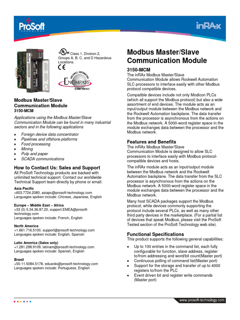 Prosoft Comm Module3150 - MCM - Datasheet | PDF | Programmable Logic Controller | Computing