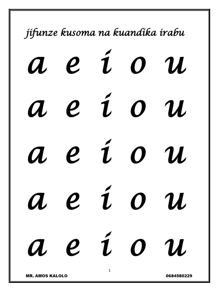Jifunze Kusoma Na Kuandika Irabu | PDF
