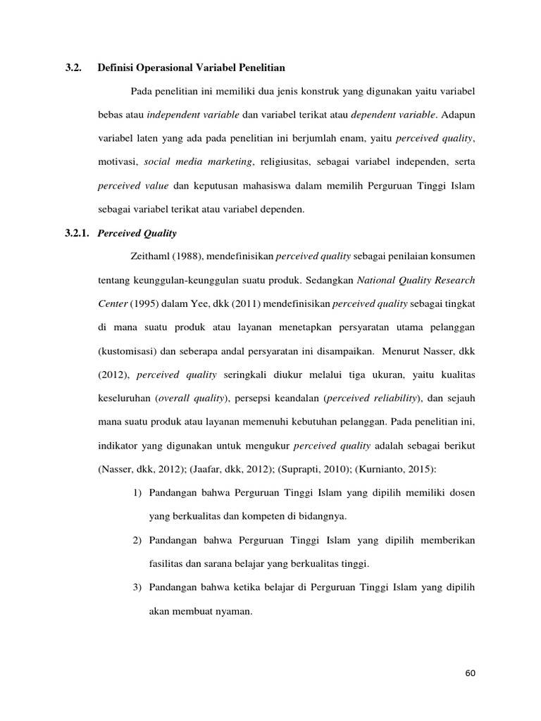 Contoh Definisi Operasional Variabel | PDF