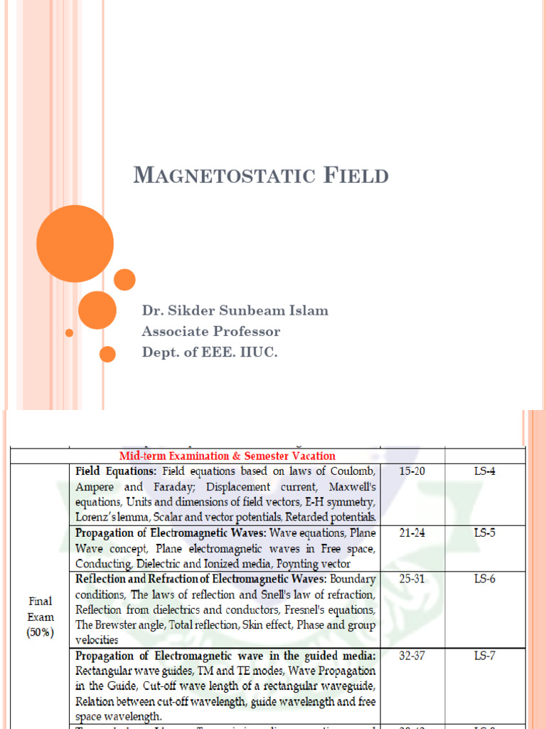 Lec 4 Magnetostatic Field | PDF | Electromagnetic Induction | Magnetic Field