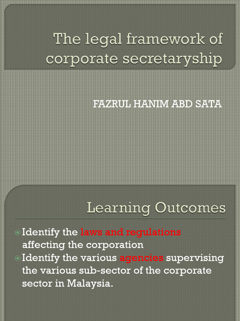 1 - The Legal Framework of Corporate Secretaryship | PDF | Business Law ...