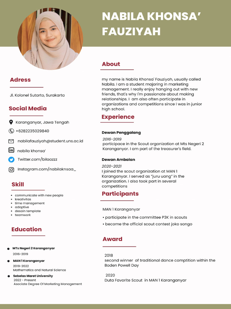 CV - Nabila Khonsa | PDF