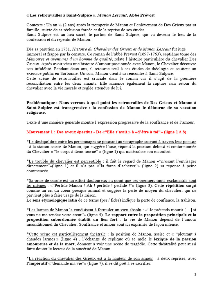 Retrouvailles de Manon et Des Grieux | PDF