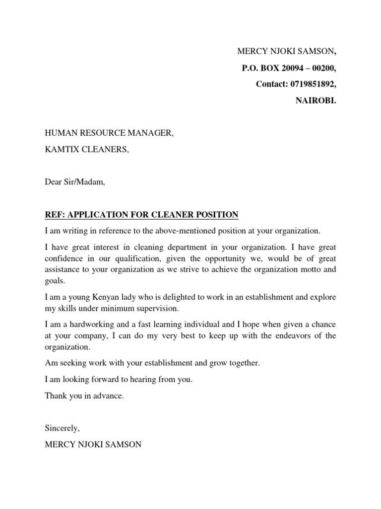 Mercy Njoki Cover Letter | PDF