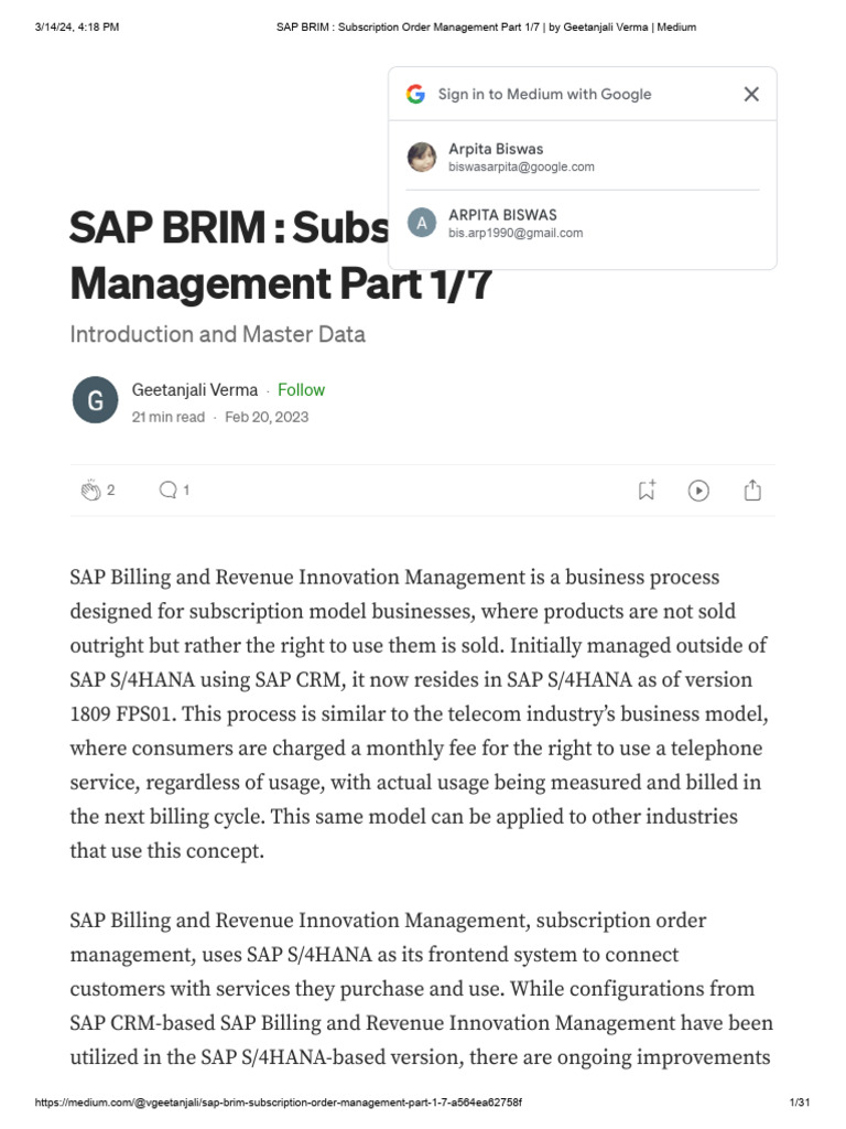 SAP BRIM - Subscription Order Management Part 1 - 7 - by Geetanjali ...