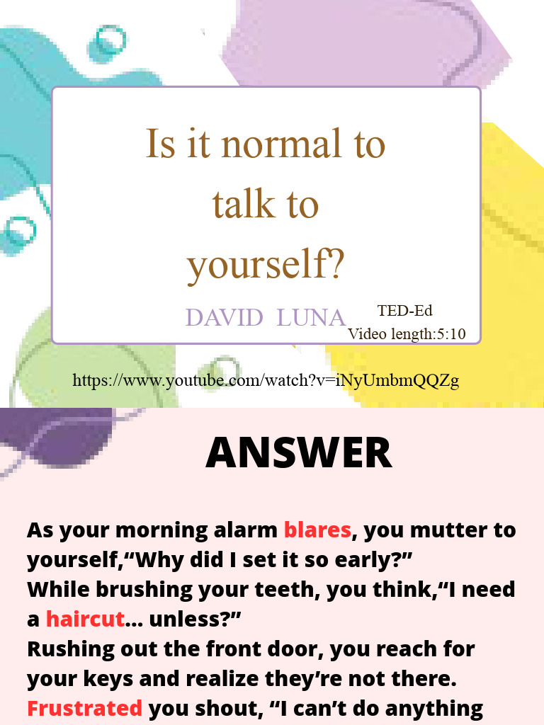 LR3-Is It Normal To Talk To Yourself | PDF | Cognitive Behavioral ...