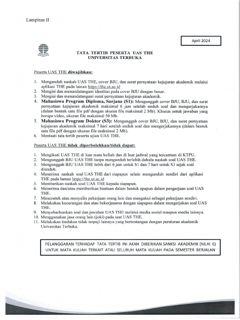 Lampiran 2 Surat Uas 2024.1 | PDF