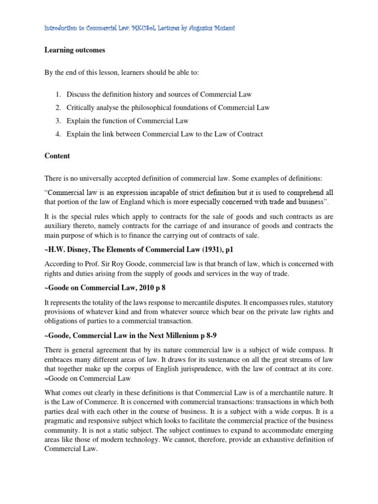 Topic 1 (Week 1) Introduction To Comercial Law | PDF | Market ...