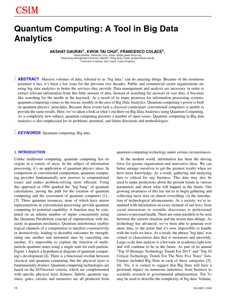 Quantum Computing A Tool in Big Data Analytics | Download Free PDF ...