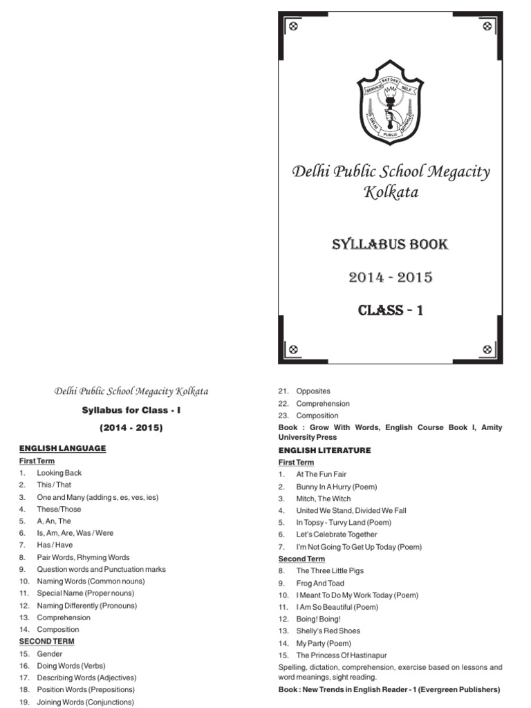 Class I 2014 2015 - Syllabus | PDF | English Language | Word