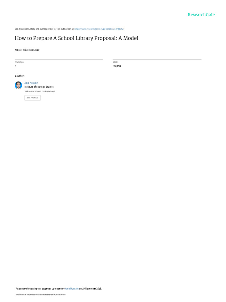 SCHOOLLIBRARYProposal | PDF | Libraries | School Library