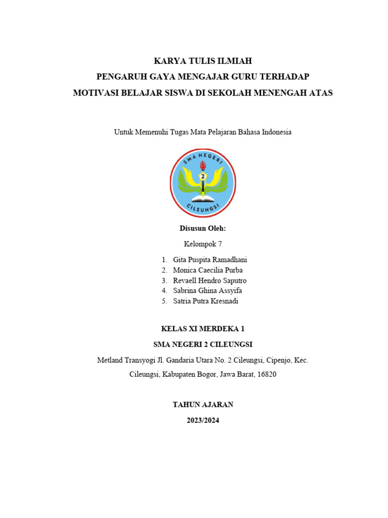 Pengaruh Gaya Mengajar Guru Terhadap Motivasi Belajar Siswa Di Sekolah ... Pengaruh Gaya Mengajar Guru Terhadap Motivasi Belajar Siswa Di Sekolah ...