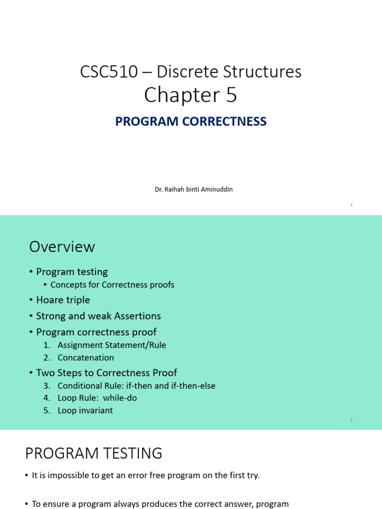 Csc510 20242 Chapter 5 Program Correctness Rai Download Free Pdf Control Flow Summation