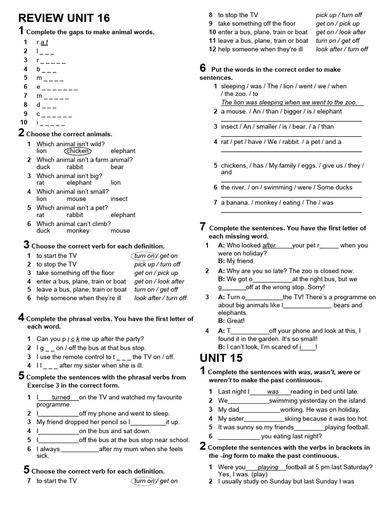 Review Unit 15 16 Download Free Pdf Zoo Lion