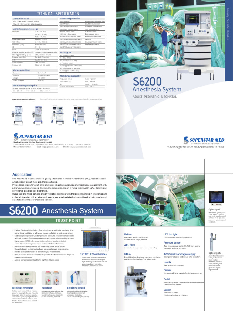 S6200-Anesthesia System | Download Free PDF | Breathing | Anesthesia