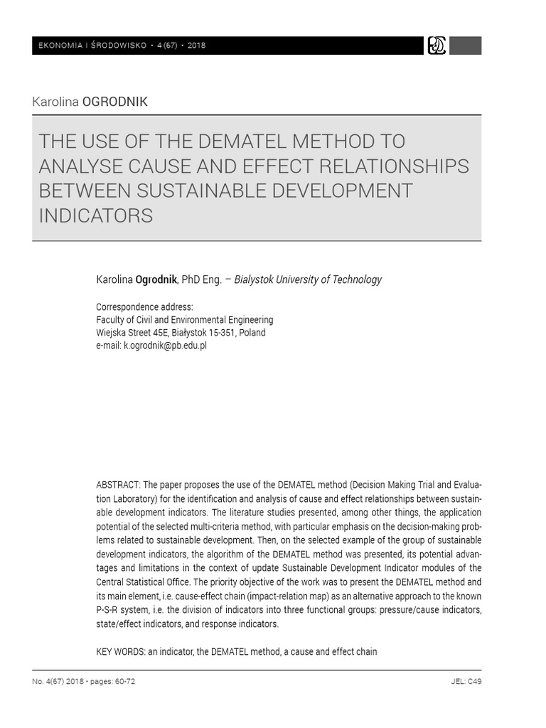DEMATEL Method for Sustainable Development Analysis | PDF | Matrix ...