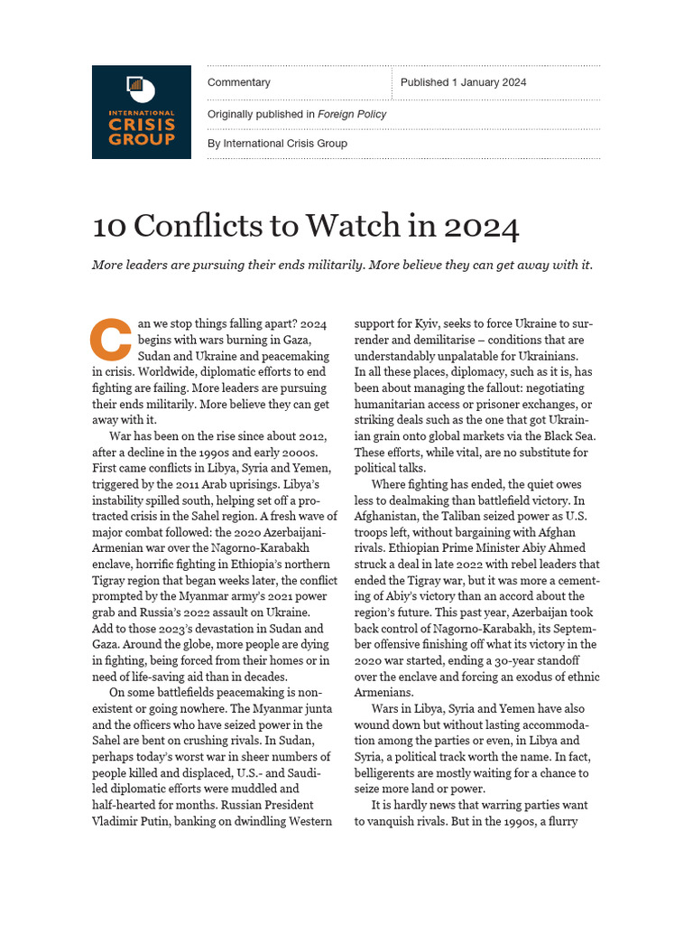 10 Conflicts To Watch in 2024 | PDF | Hamas | Gaza Strip