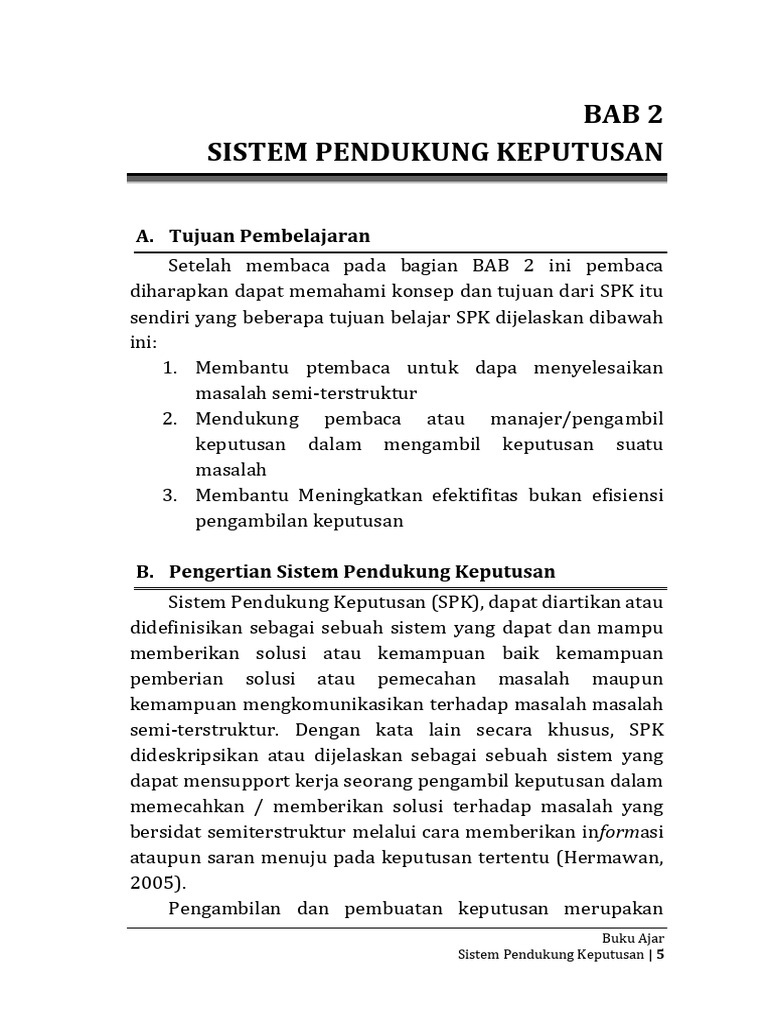Sistem Pendukung Keputusan (SPK) (2024) | PDF