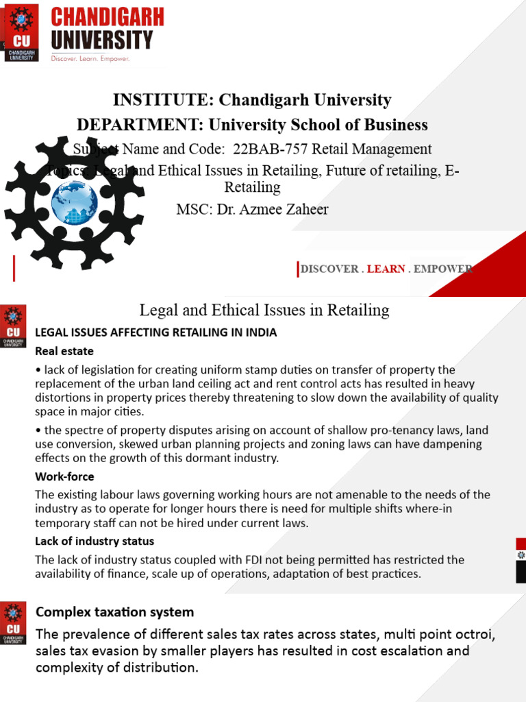 3.4 Legal and Ethical Issues in Retailing, Future of Retailing, E ...