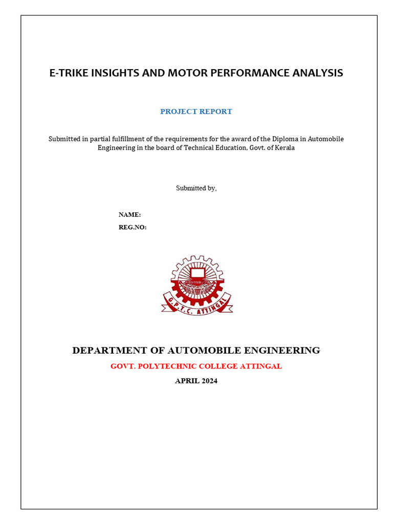Project Report 2021-24 Students | PDF | Electric Motor | Electric Vehicle