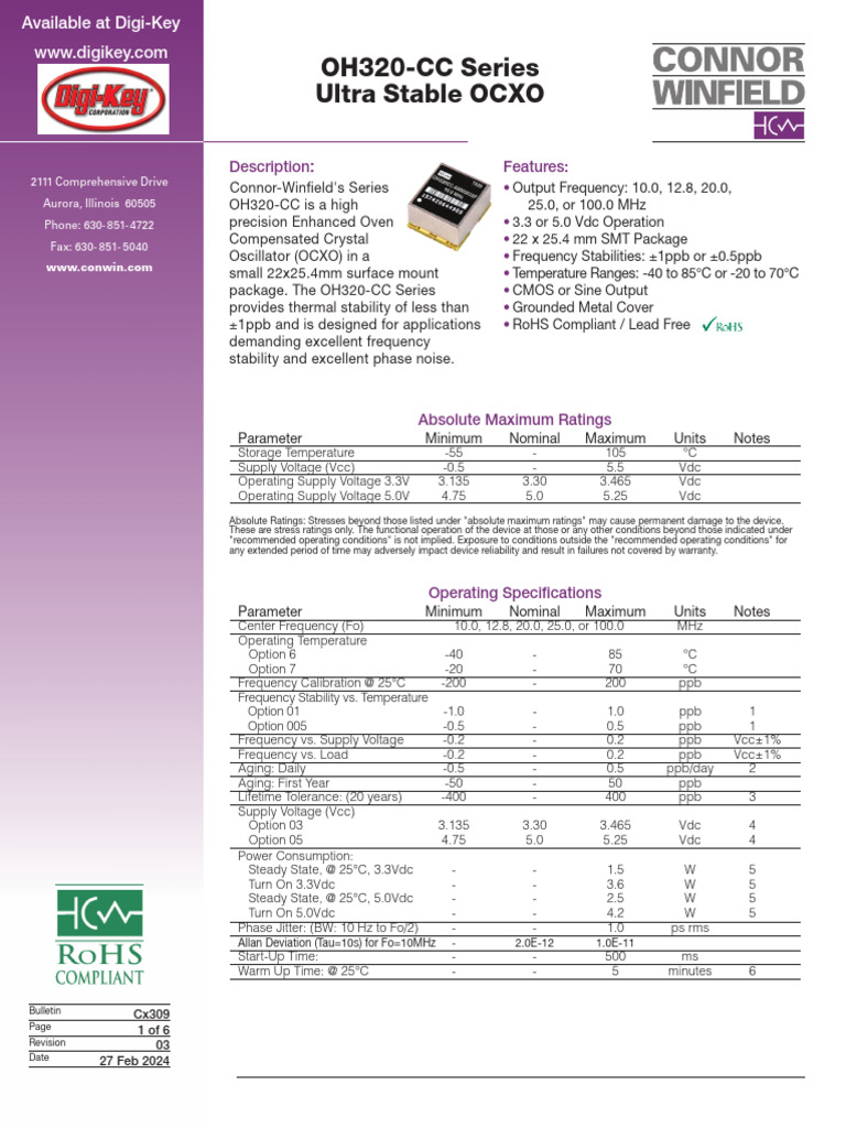 Oh320 CC 700503CF 010.0M | PDF | Electrical Engineering | Electronics