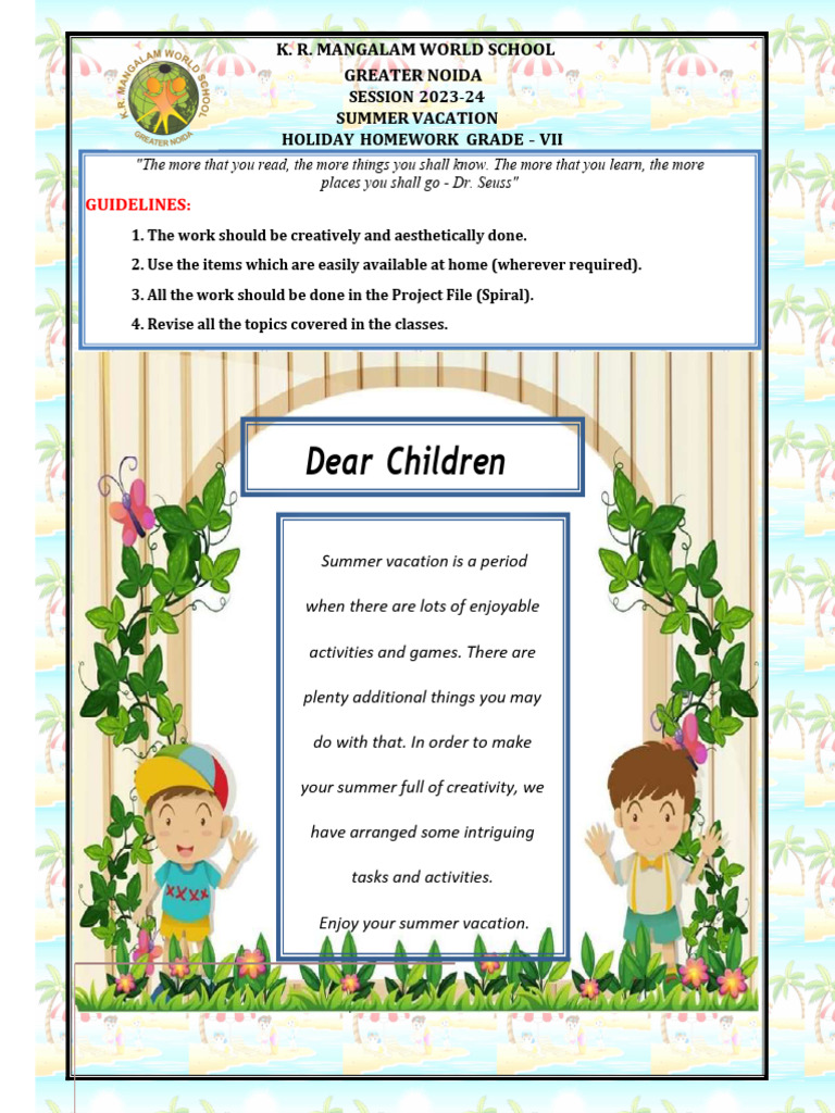10. Holiday-Homework-Grade-7 | Download Free PDF | Dances
