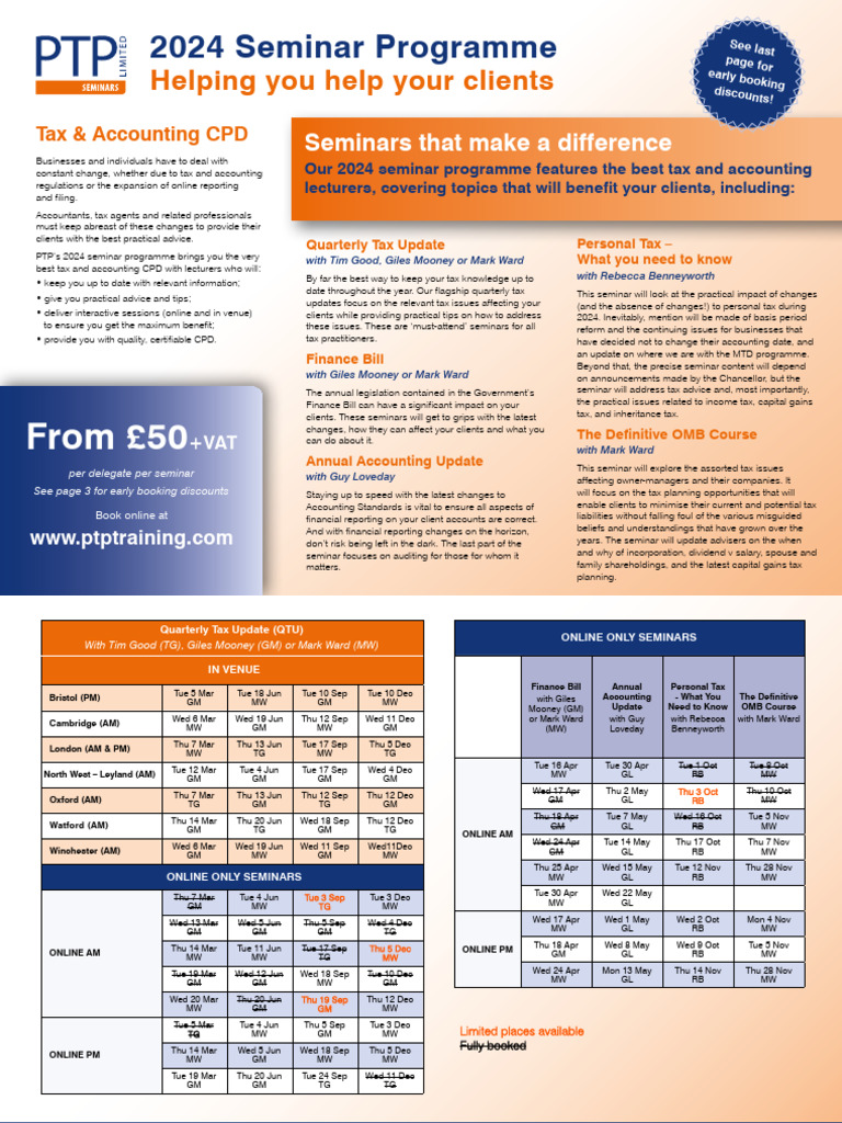 2024 PTP Seminar Brochure | PDF | Taxes | Economies