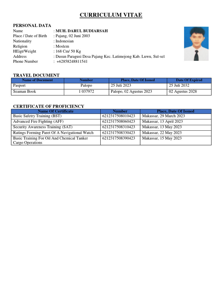 Curriculum Vitae: Personal Data | PDF