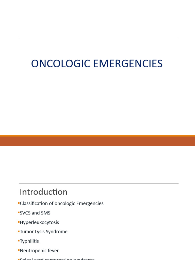 Oncological Emergency | PDF | Diseases And Disorders | Medical Specialties