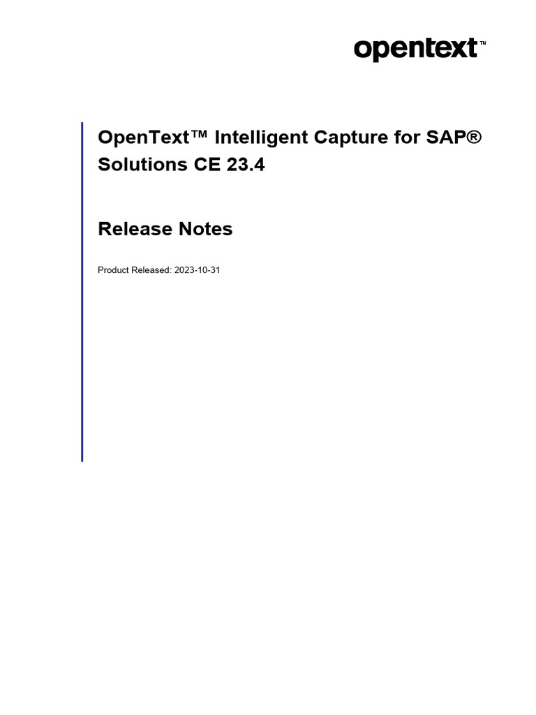 Intelligent Capture For SAP Solutions CE 23.4 Release Notes | PDF ...