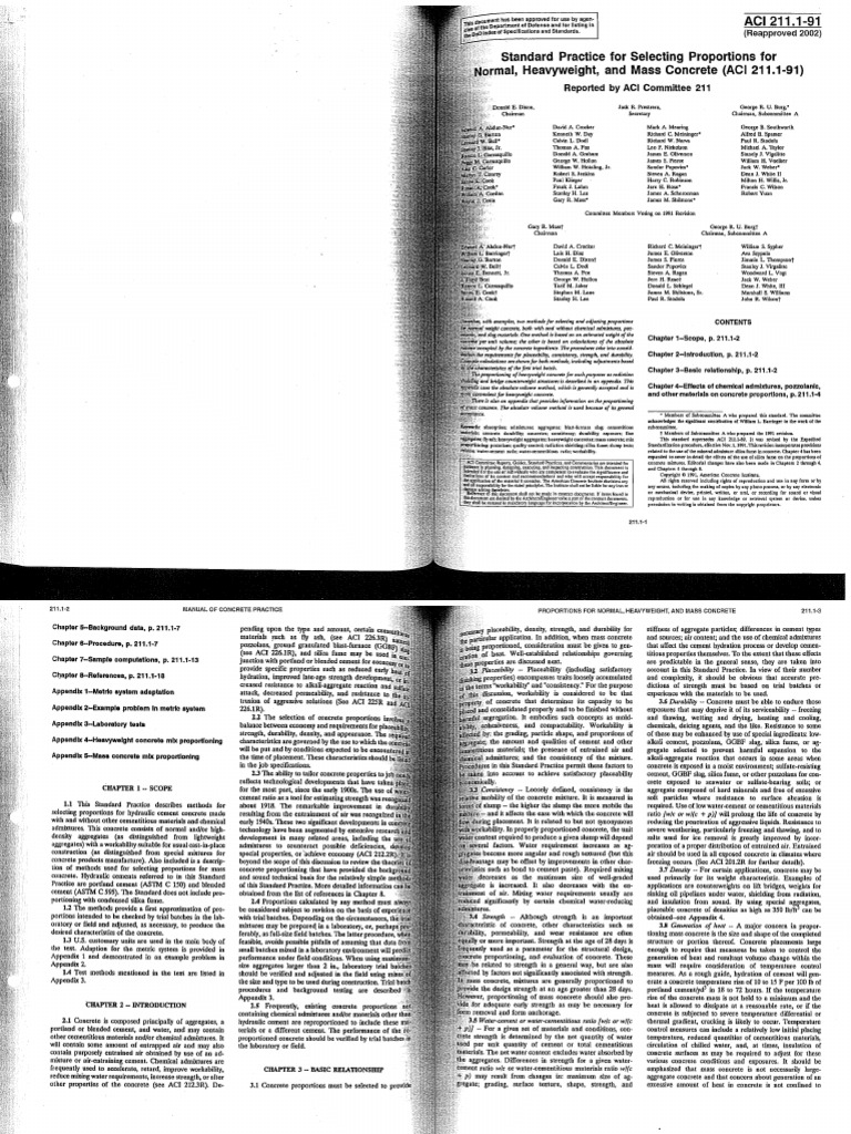 ACI 211.1 Standard Practice For Selecting Proportions | PDF