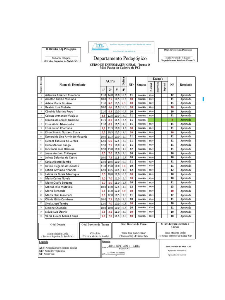 MINI PAUTA PCI EG 18.xlsx Fin | PDF