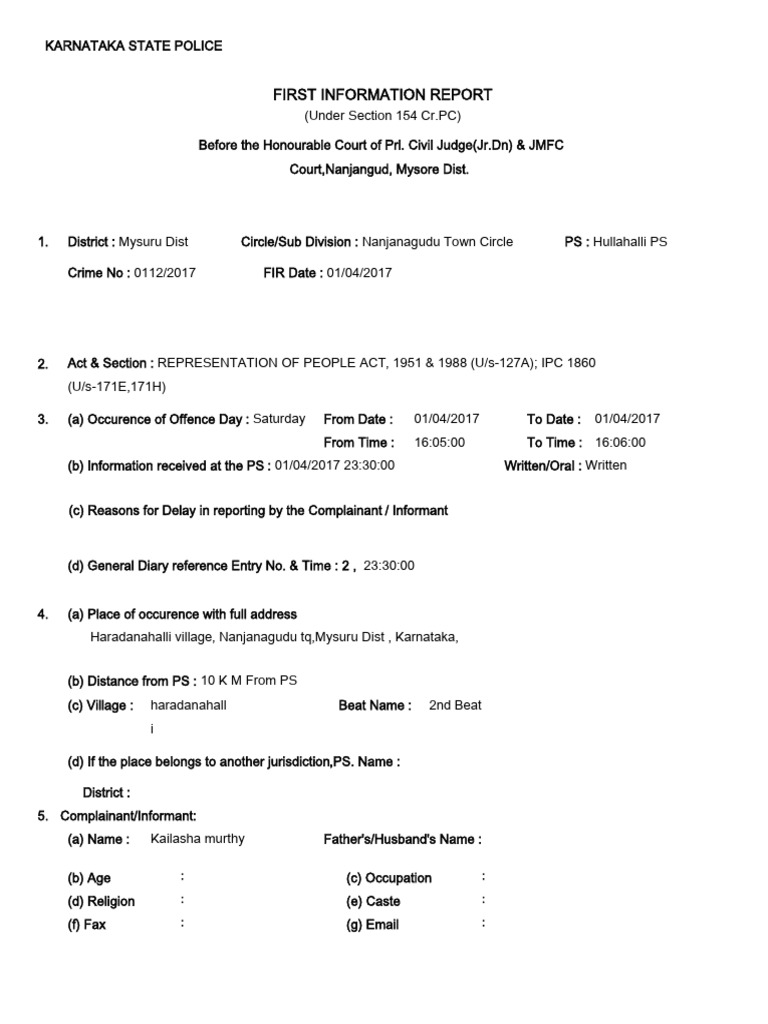 First Information Report | PDF