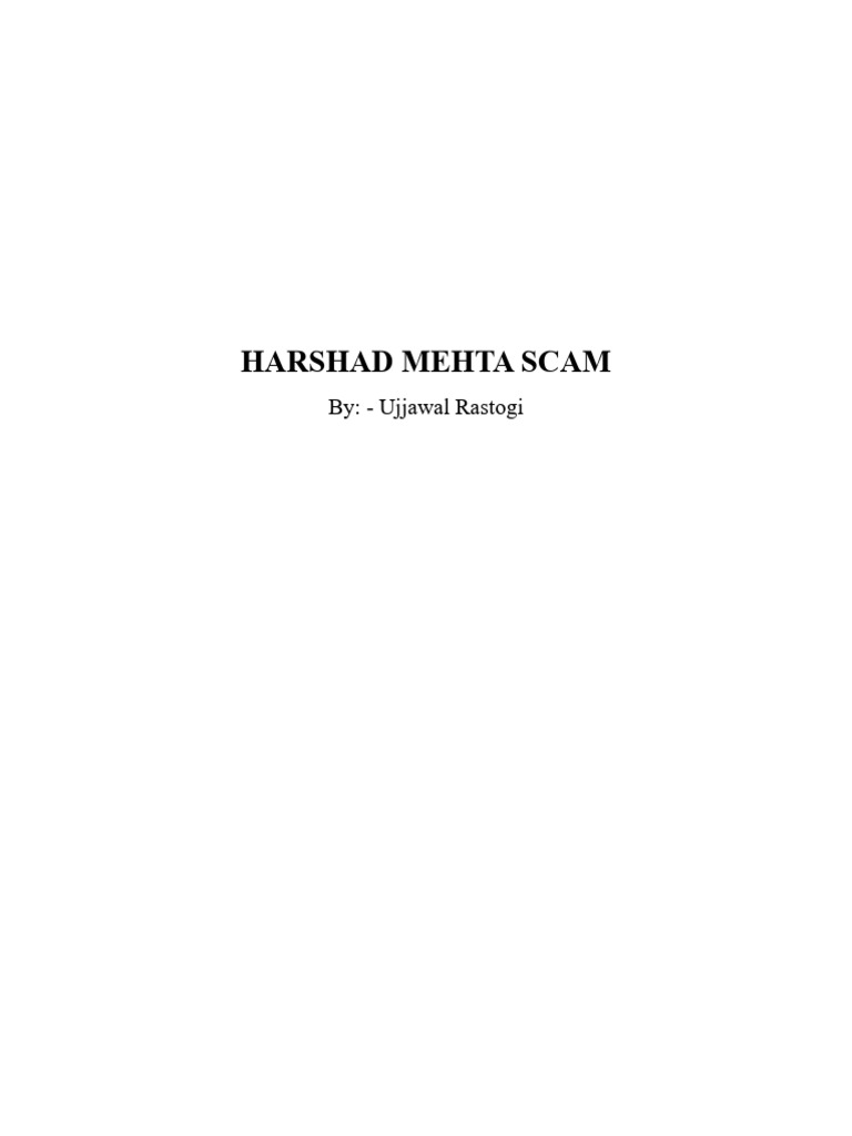 Harshad Mehta Scam | PDF | Stocks | Financial Services
