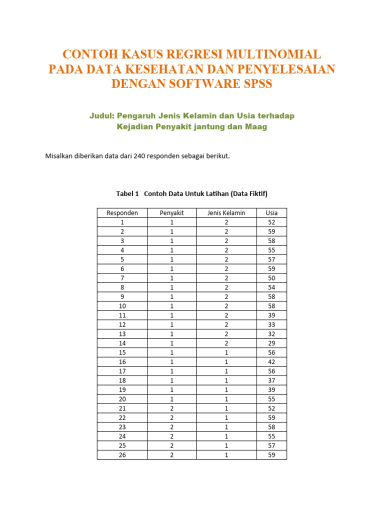 Contoh Kasus Regresi Logistik Multinomial | PDF