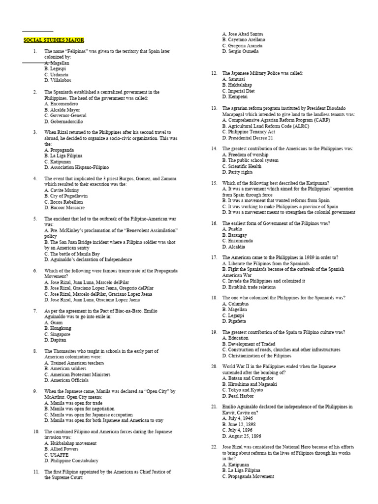 PREBOARD-SOC-SCI-LET-COLLAB-2020 | PDF | President Of The Philippines | World Politics