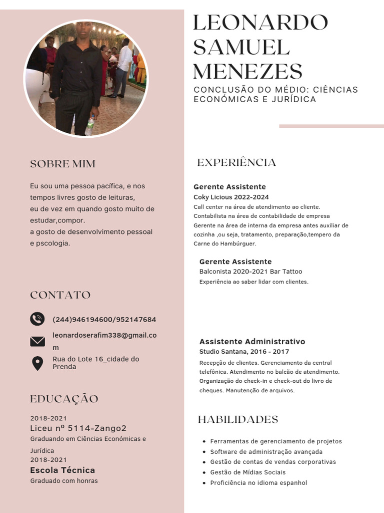 Currículo Simples com Foto e Informações em Rosa e Branco_20240531 ...