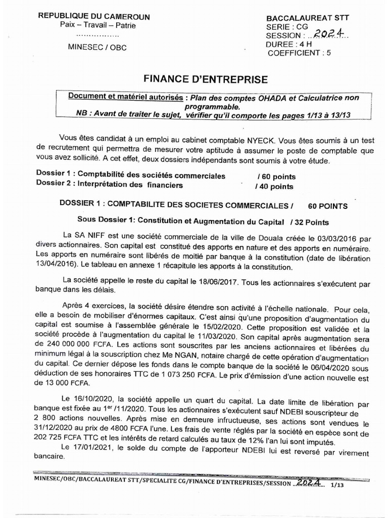 Fe Bac CG 2024 - Fna | PDF