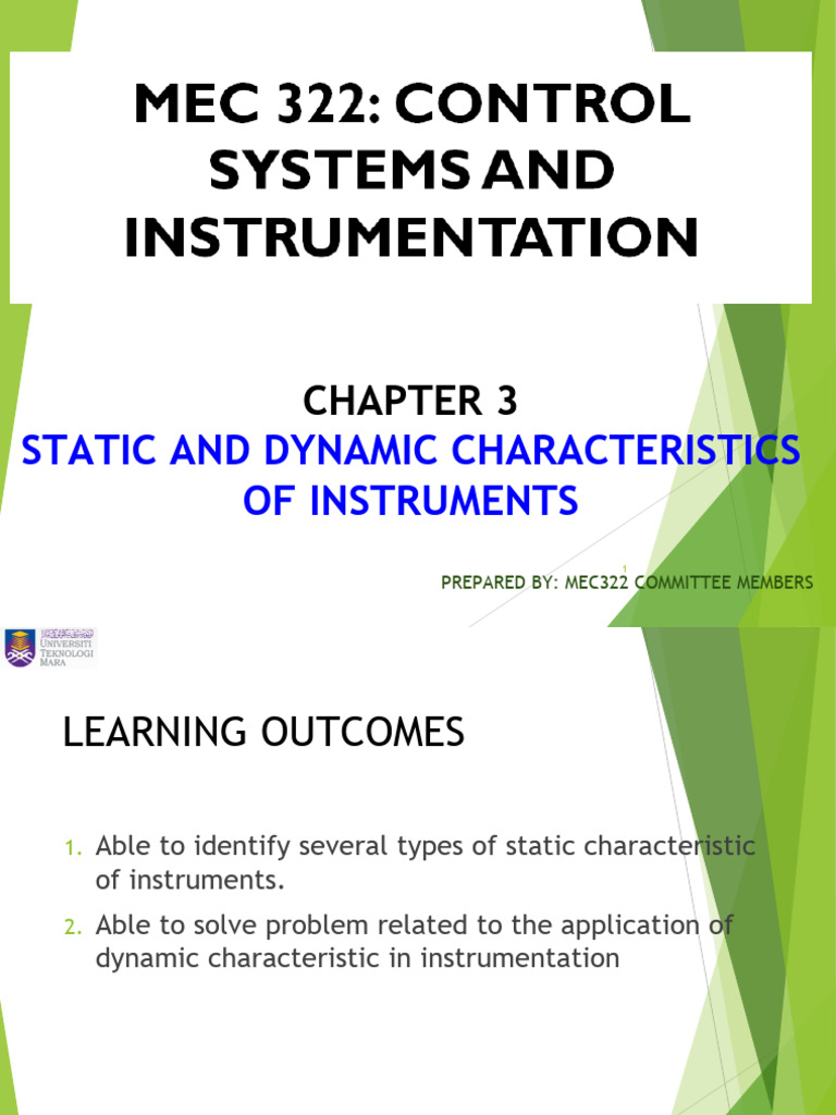 MEC322 Chapter 3 - STATIC AND DYNAMIC CHARACTERISTICS OF INSTRUMENTS ...