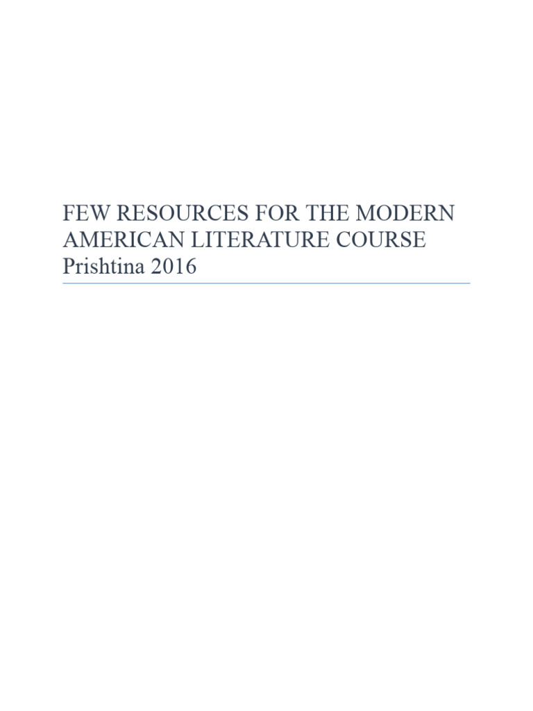 Few Resources For The Modern American Literature Course Prishtina 2016 ...