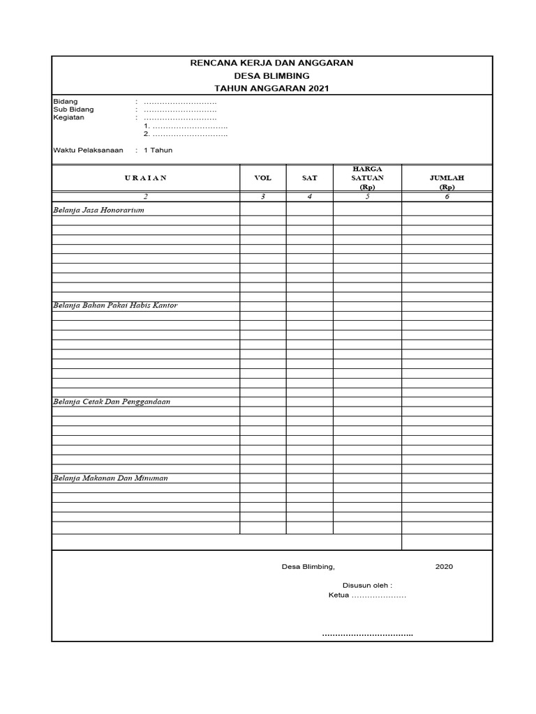 Contoh RAB Lembaga | PDF