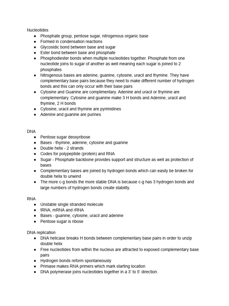 Nucleotides and DNA replication A level Biology | PDF