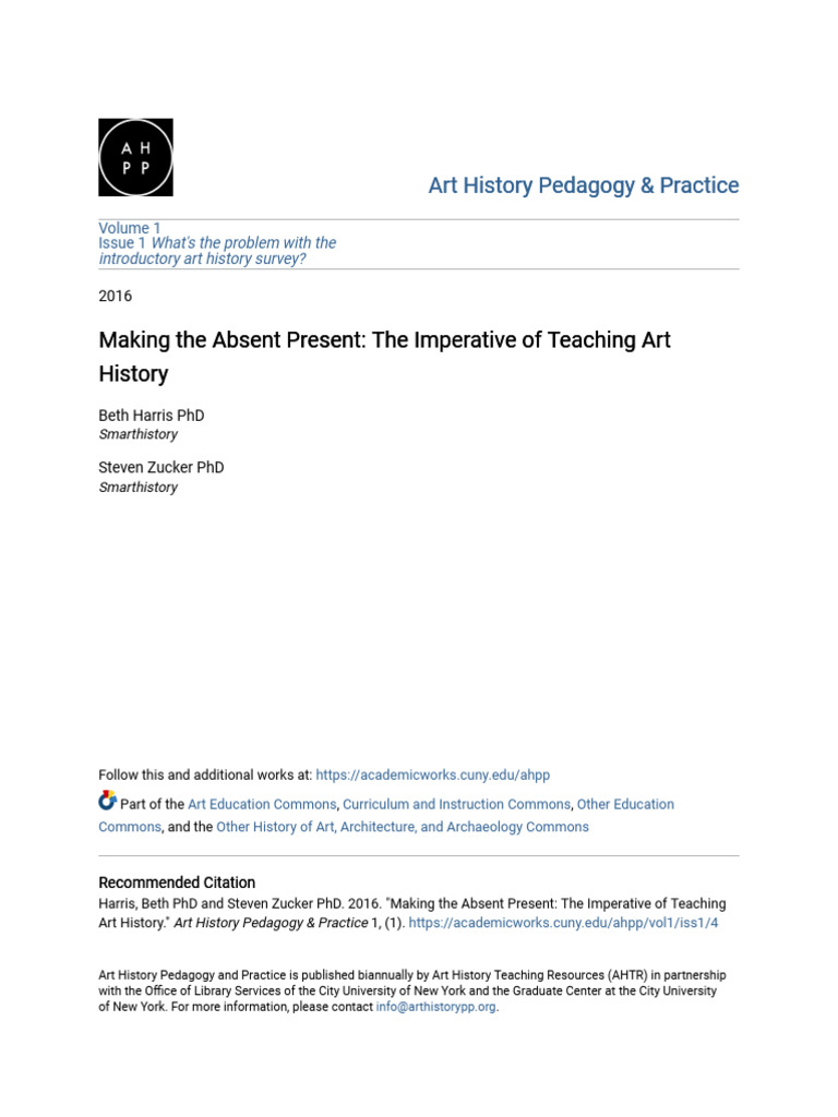 Making The Absent Present - The Imperative of Teaching Art History ...