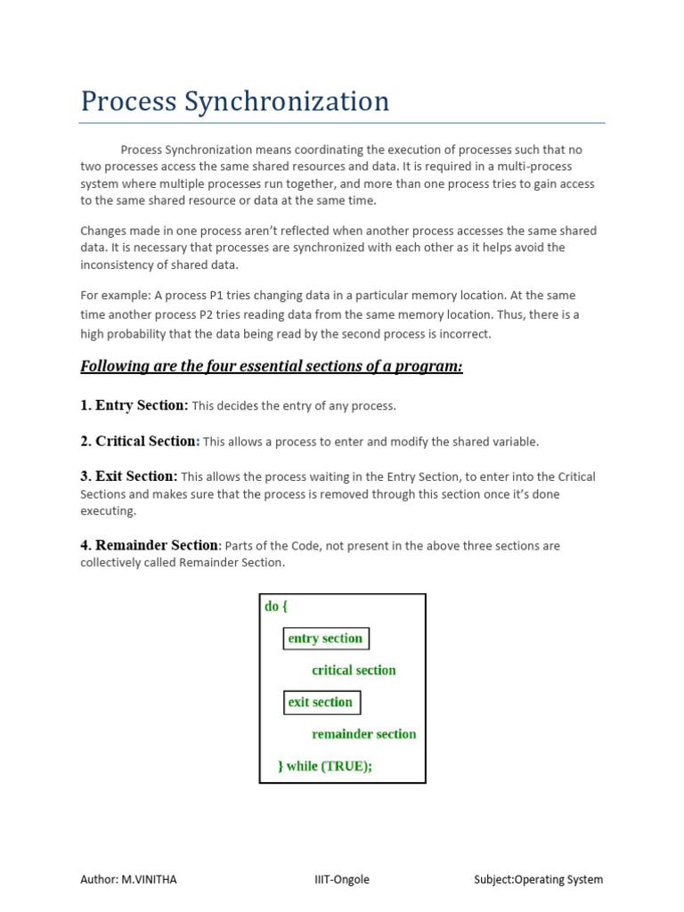 Process Synchronization in OS | PDF | Computer Architecture | Synchronization